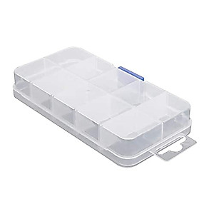 Jutagoss Plastic String Organizer Box With Dividers, 5.12x2.76x0.87 inch, 10 Mpartment Craft Storage Containers, 1PCS Bead Tackle Bolt Screw Small Parts Rock Collection Box.
