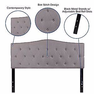 Flash Furniture Cambridge Tufted Upholstered Queen Size Headboard in Light Gray Fabric