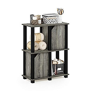 FURINNO Brahms Storage Shelf, 3-Tier, French Oak Grey/Black,19209GYWBK