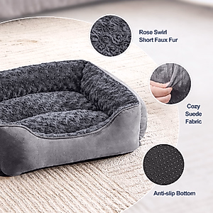 JOEJOY Rectangle Dog Bed for Large Medium Small Dogs Machine Washable Sleeping Dog Sofa Bed Non-Slip Bottom Breathable Soft Puppy Bed Durable Orthopedic Calming Pet Cuddler, Multiple Size, Grey