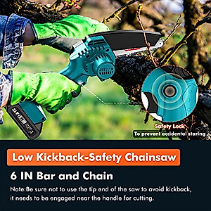 Mini Chainsaw 6-inch Mini Chainsaw Cordless 𝟭𝟮 Pc Tool Set, Seesii Battery Chainsaw with 2x Big Batteries, 2.62lbs Handheld Electric Power Chain Saw with Safety Lock for Tree Trimming Wood Cutting