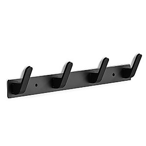 Gxfctys Coat Rack Wall Mount, Modern Wall Hooks for Hanging Coat Clothes Hats Bags with 4 Hooks, Space Aluminum Black Towel Rack for Kitchen Entryway Bathroom Bedroom (Style 1, 4 Hooks)