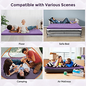 IULULU Mattress Topper, 2 Inch Full Size 5-Zone Gel Memory Foam Egg Crate Bed Topper, Targeted Support, Pressure Relief, CertiPUR-US Certified, Lavender