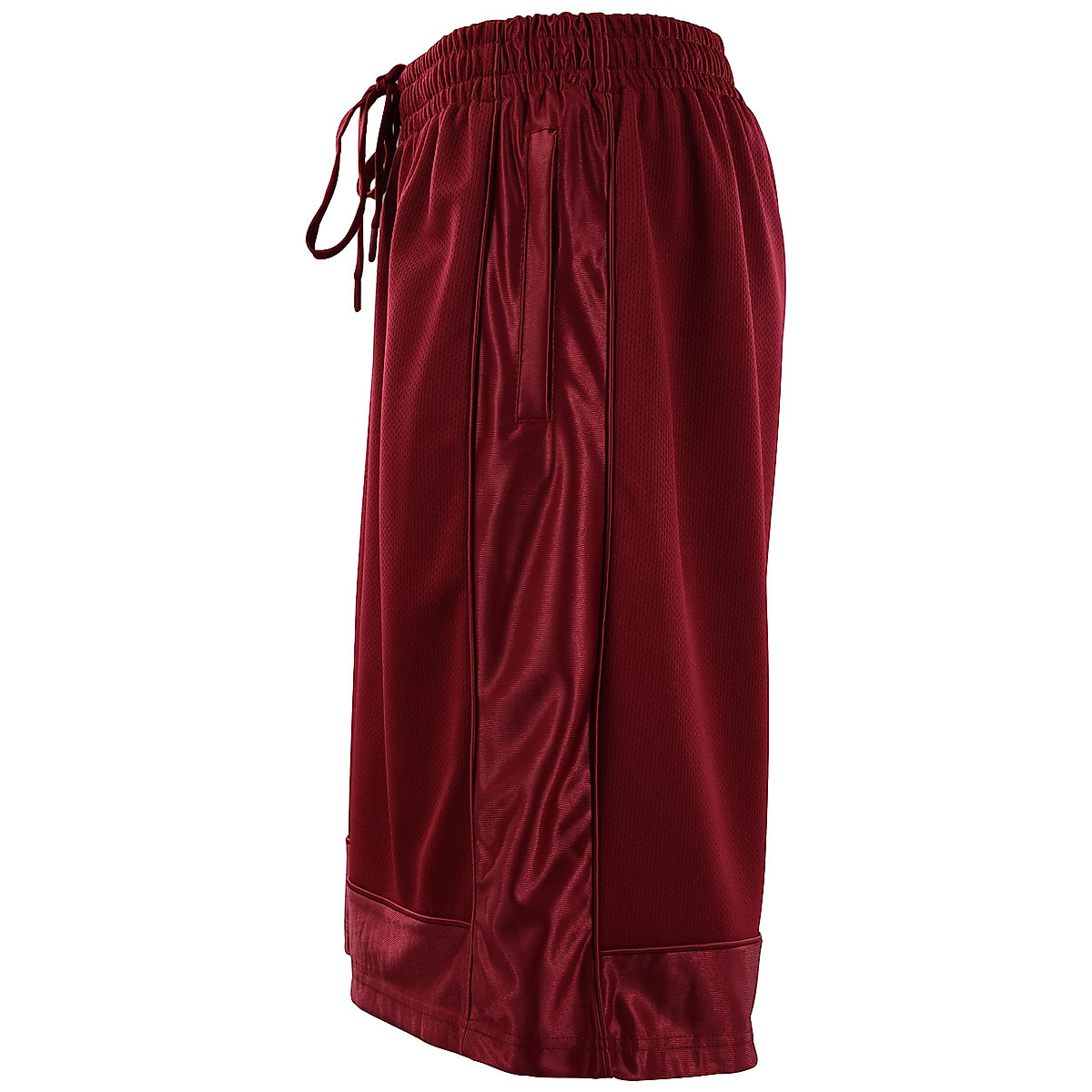 Mens Basketball Training Shorts with 3 Zippered Pockets (4X-Large, 409-Red)