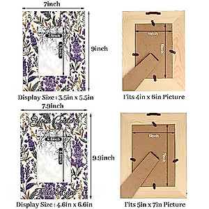 Mardesigns Purple Lavender Personalized 5x7 Picture Frame,Rustic Flowers Customized Wooden Photo Picture Frame Fits 5x7 & 4x6 Picture for Wall and Table Vertical or Horizontal Display Photo Frame