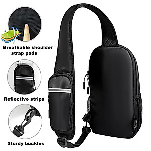 LANDICI Sling Bag Crossbody Backpack for Men, Waterproof Small Cross Body Shoulder Bag Chest Bag for Travel Hiking, Black