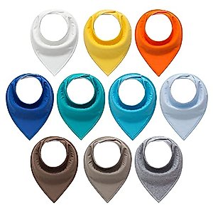 Baby Bibs Bandana Drool Bibs 10 Pack for Infant, Boys, Girls, Unisex 100% Cotton Drooling Bibs Soft and Absorbent (Blue and brown)