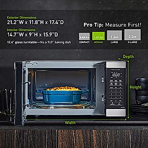 Panasonic NN-SU66LS 1100W with Genius Sensor Cook and Auto Defrost Countertop Microwave Oven, 1.3 cu ft, Stainless Steel