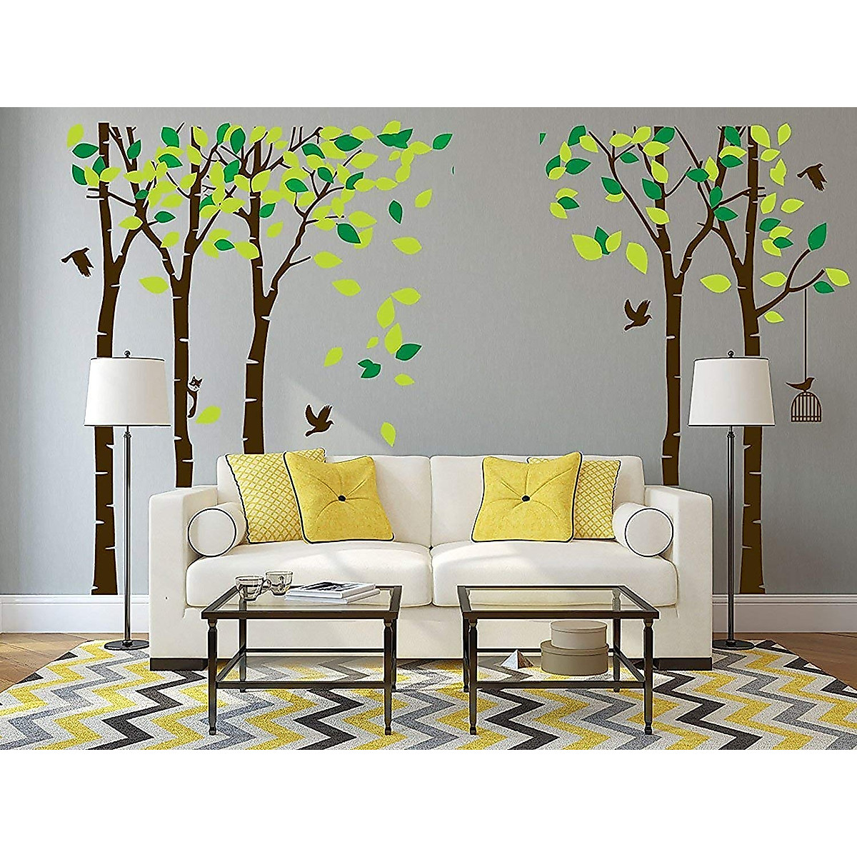 ANBER Giant Jungle Tree Wall Decal Removable Vinyl Sticker Mural Art Bedroom Nursery Baby Kids Rooms Wall Décor (Brown and Green)