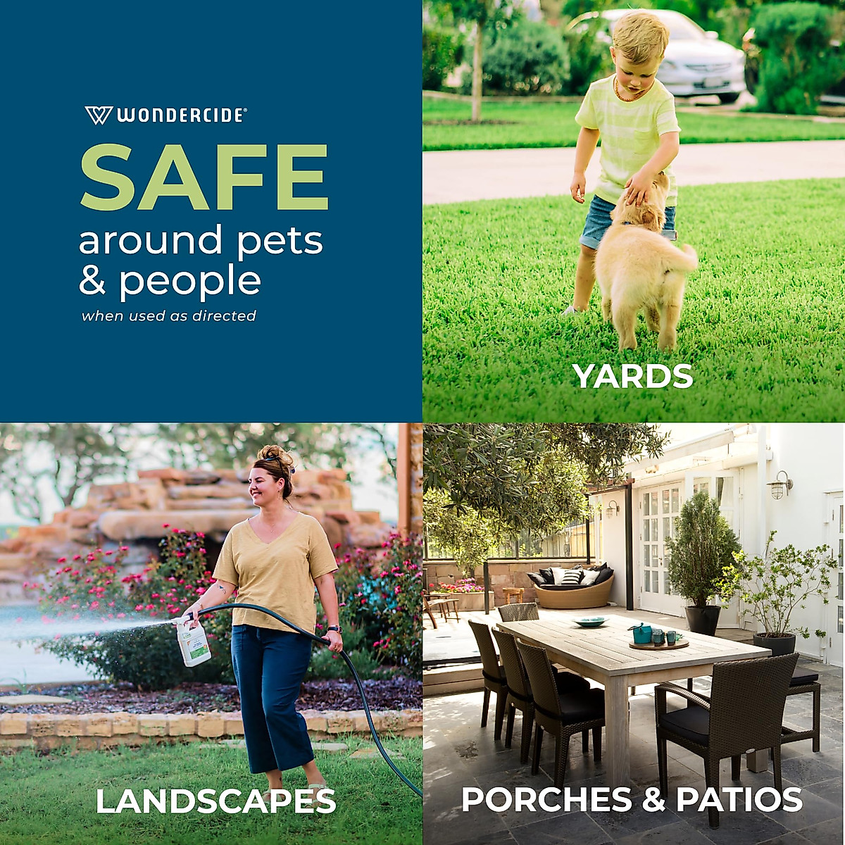 Wondercide - Outdoor Pest Control Spray Concentrate with Natural Essential Oils - Mosquito, Ant, Roach, and Insect Killer, Treatment, and Repellent - Safe Around Pets, Plants, Kids - 32 oz