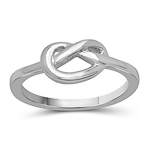 JEWELEXCESS Sterling Silver Love Knot Friendship Ring for Women | Dainty Sterling Silver Promise Ring For Women | Silver Celtic Knot Ring For Women