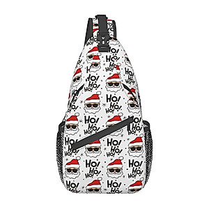 JSHXJBWR New Year Pattern With Santa Claus Ho Ho Ho Chest Bags Holiday Xmas Crossbody Sling Bag Travel Hiking Backpack Casual Shoulder Daypack For Adults Women Men