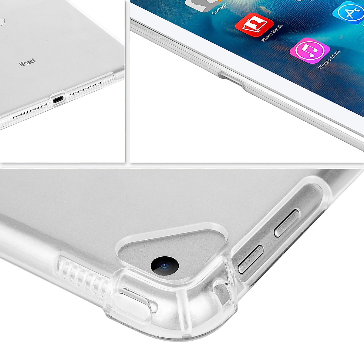 KIQ Case for iPad 9.7 5th 6th Gen, TPU Skin Protection Anti Slip Lightweight Cover for Apple iPad 9.7 2017/2018 5th & 6th Generation Air 1 2 Pro 9.7[Clear]