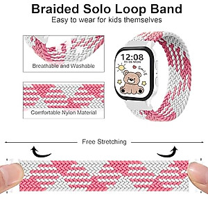 Khxriypha 2 Pack Nylon Braided Band Replacement for Kids Compatible with Gizmo Watch Edition/Gizmo Watch 3/2/1 Gabb Watch/SyncUP Watch 20mm Kids Breathable Solo Loop Stretchy Strap for Boys Girls