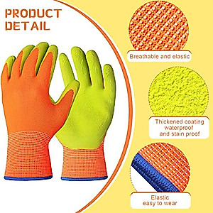 Yetene 8 Pairs Kid Garden Gloves Children Rubber Gardening Protective Gloves for Toddler Boys Girls Yard Work Activity(Blue, Orange,9 Years)