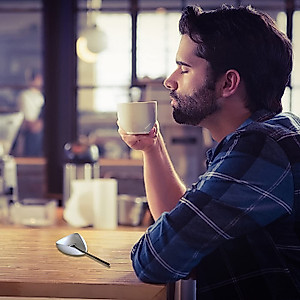 Coffee Spoon Rest and Spoon, Ceramic Coffee Spoon Holder, Small Spoon Rest for Coffee Stirrers, Teaspoon, Bar Spoon, Coffee Bar Accessories, Coffee Station Décor (Gold spoon+Spoon rest)