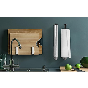 Kitchen Roll Holder Under Cabinet,Upgraded Toilet Paper Towel Holder Wall Mounted,Kitchen Towel Holder Self Adhesive or Drilling for Kitchen,Bathroom,Pantry,RV,304 Stainless Steel (Silver)