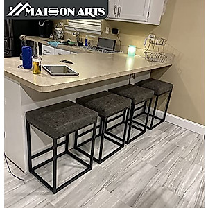 MAISON ARTS Counter Height 24" Bar Stools Set of 2 for Kitchen Counter Backless Modern Barstools Industrial Upholstered Faux Leather Stools Farmhouse Island Chairs,Support 330 LBS,(24 Inch, Grey)