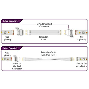 Litcessory 6-Pin to Cut-End Connector for Philips Wiz LED Light Strips (4 Pack, White)