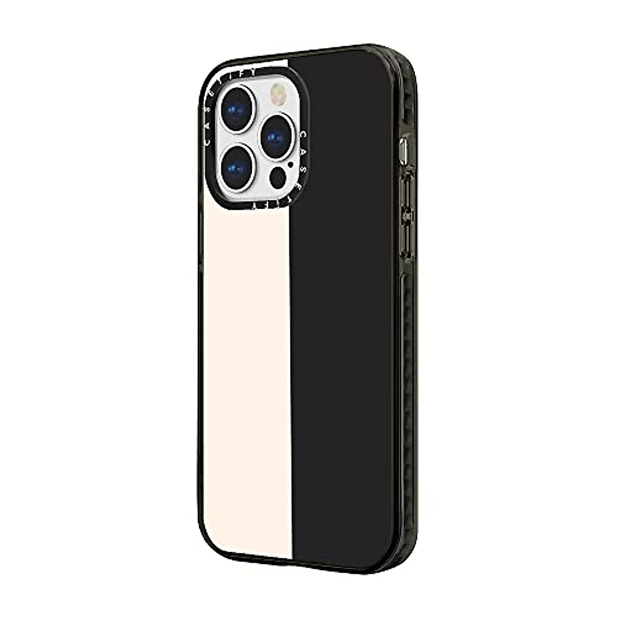 CASETiFY Impact Case for iPhone 13 Pro Max Compatible with Magsafe - White/Black Colorblock - Clear Black