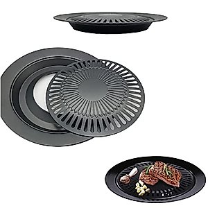 Korean Style Stovetop,Round Iron Stick-Proof Barbecue Plate Tray,Roasting Round Grill Pan for Indoor Outdoor BBQ,Stovetop Plate for Cooking Meat/Vegetable