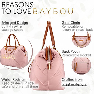 Baybou Mommy Bag for Hospital Baby Diaper Bag Tote Large Baby Diaper Travel Hospital Bag for Labor and Delivery Essentials Mama Baby Diaper Bag with Changing Pad Organizing Pouches (Blush Pink 3PC)