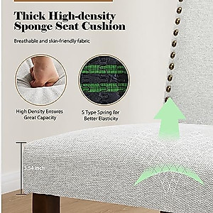 Sweetcrispy, Modern Upholstered Fabric Dining Nailhead Back and Wood Legs, Mid-Century Accent Side Chair for Living Room, Bedroom, Kitchen, Set of 4, Grey