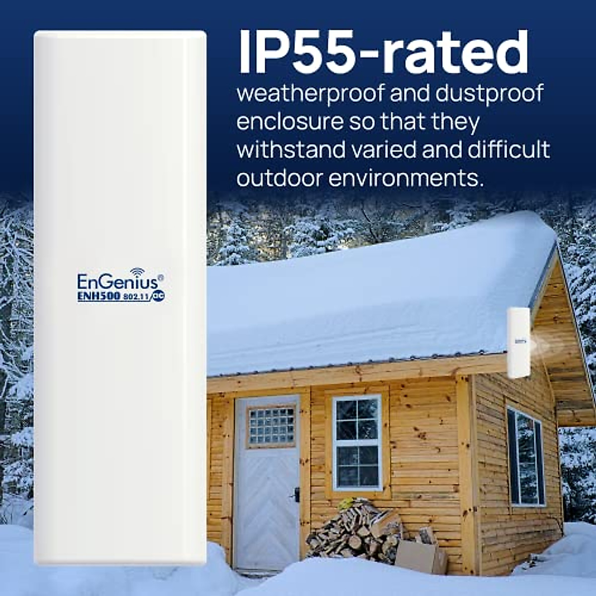 EnGenius Outdoor 5GHz 867mbps WiFi 5 CPE/Client Bridge, 27dBm Transmit Power, 16 dBi High-Gain Antenna Extend Network up to 5 Miles, PTP/PTMP, IP55 housing, TAA& NDAA Compliant, 2-Pack [ENH500v3 KIT]