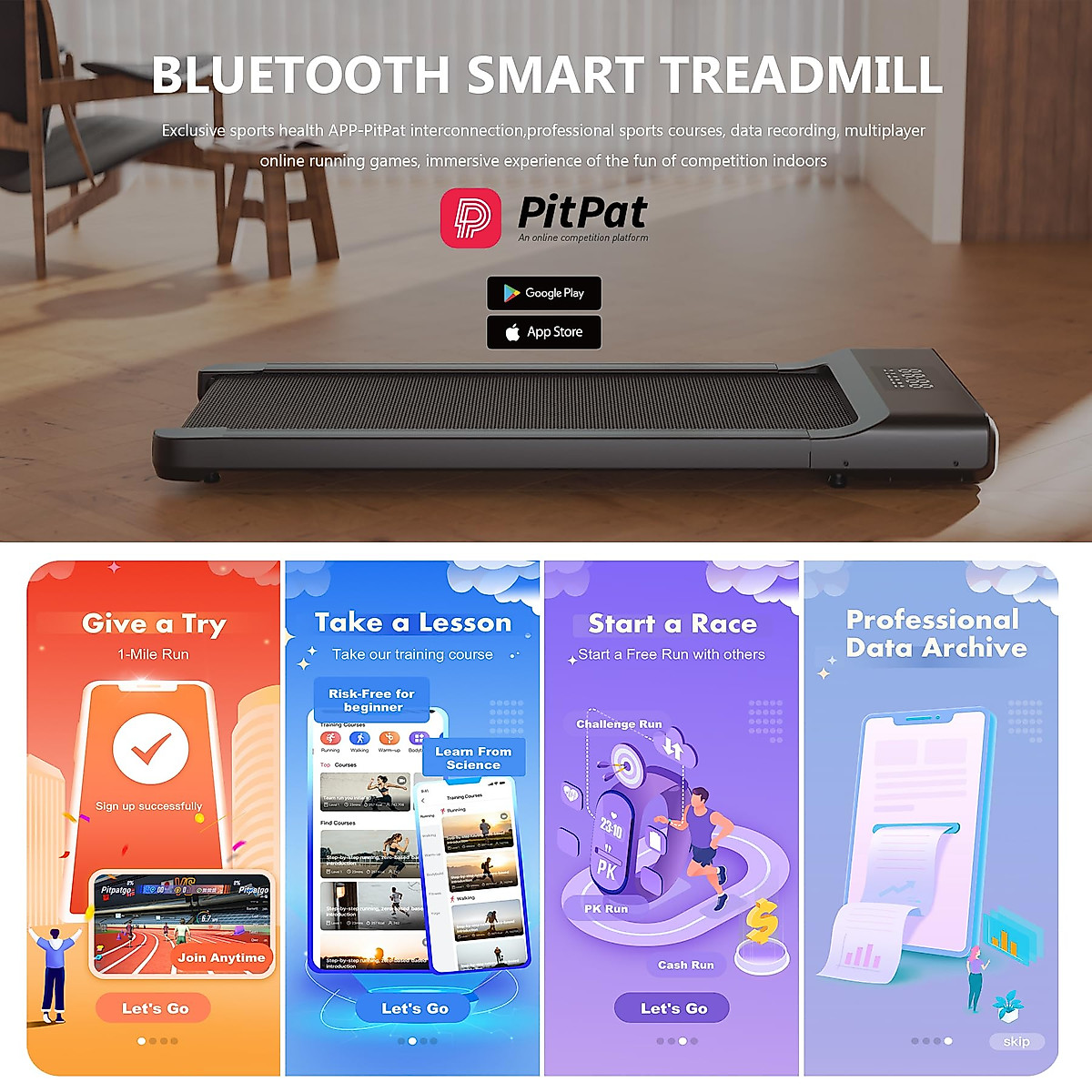 Walking Pad, Walking Treadmill in LED Display, Under Desk Treadmill for Home/Office with Remote Control, Portable Treadmill 2 in 1 for Walking and Jogging