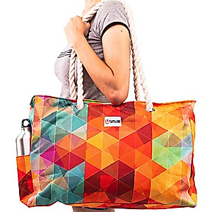 SHYLERO Beach Bag and Pool Bag. Has Airtight Pouch, Key Holder. Beach Tote is Zippered, Waterproof (IP64) - L22xH15xW6