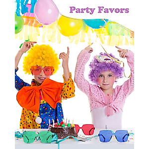 Chumia 51 Pairs Colored Fun Sunglasses Bulk Candy Party Sunglasses Rimless Transparent Square Tinted Sunglasses Rectangle Colorful Bulk Sunglasses Frameless Colored Glasses for Women Men Cosplay