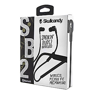 Skullcandy Smokin' Buds 2 In-Ear Bluetooth Wireless Earbuds with Microphone, Black (Renewed)