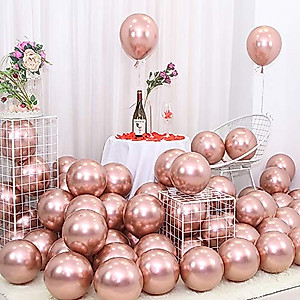 Chrome Metallic Rose Gold Balloons for Party 50 pcs 12 inch Thick Latex Balloons for Rose Gold Baby Bridal Shower Birthday Party Decorations