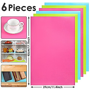 Refrigerator Liners,moinkerin 6 Pieces Refrigerator Mats 17.7x11.4 INCH Fridge Liners Washable Refrigerator Shelf Liners for Kitchen, Refrigerator, Cabinet, Table Mat, Drawer