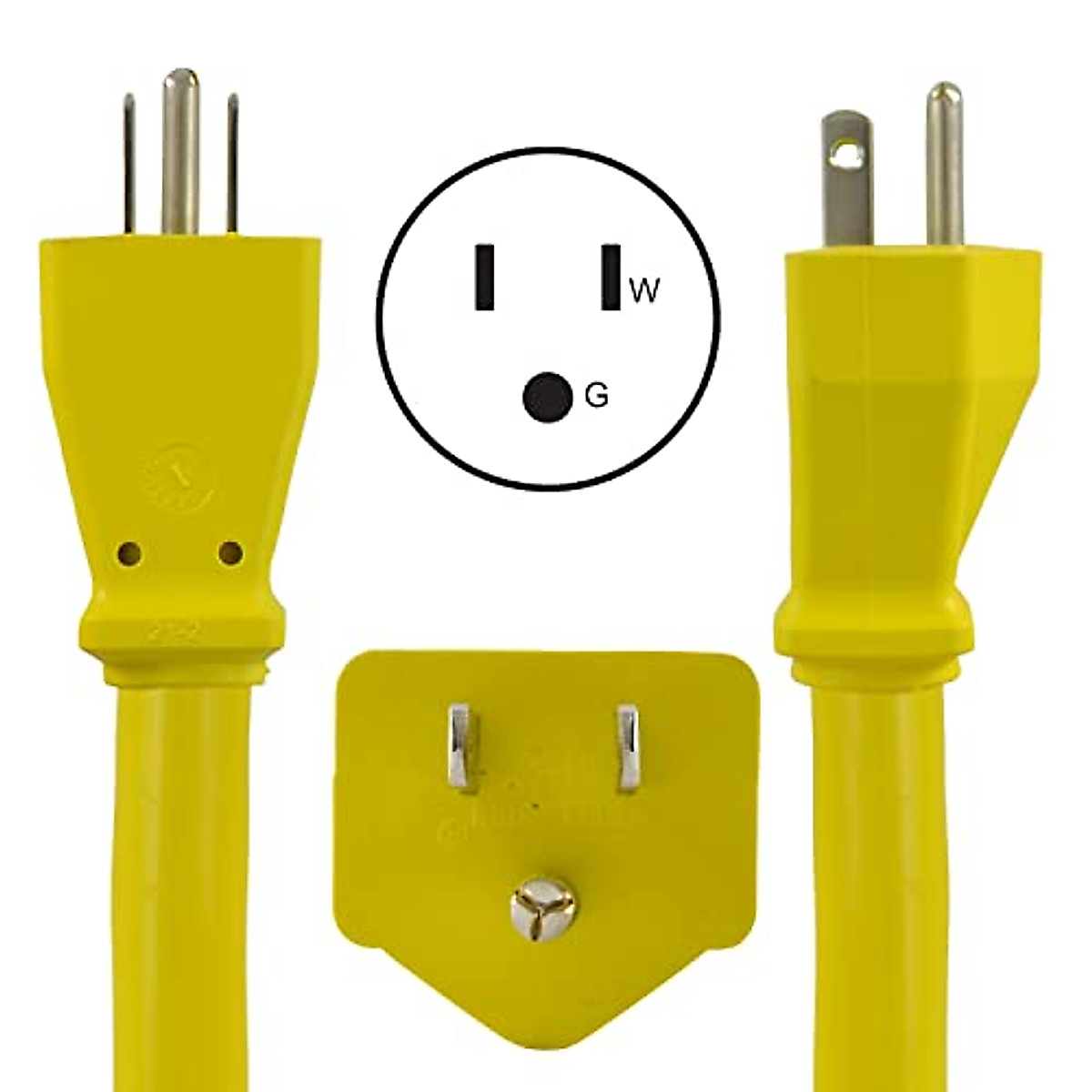 Conntek 14222 RV 1.5-Foot Pigtail Adapter Power Cord 15 Amp Male Plug To 50 Amp 125/250 Volt Locking Female Connector , Yellow
