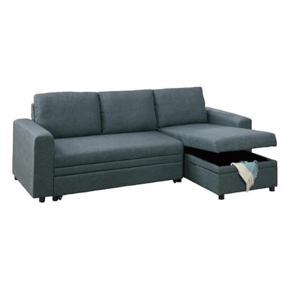 APAINI Convertible Sectional Sofa Ash Black Pull Out Bed Couch Storage Chaise Reversible Living Room Furniture Lounge (Color : E, Size : As Shown)