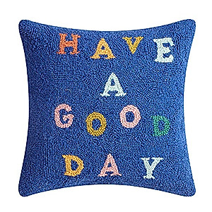 Peking Handicraft Have a Good Day Wool Hook Pillow 16" x 16"