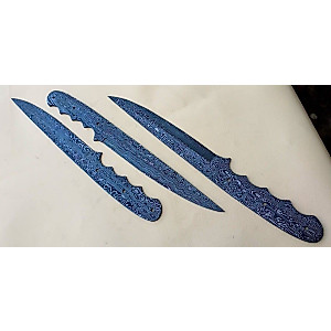 Forged Damascus Steel Fillet Knife Blank Blade for Knife Making Diy Professional Chef Kitchen Knives Blanks 13.00" Long (set Of 3) Damascus Fish Fillet Knife Blank Blades