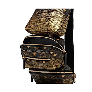 MCM Women's Black Gold Gradien Visetos Trey 4-in-1 Sling Belt Bag MUL9ARN11DG001