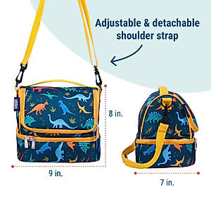 Wildkin Two Compartment Insulated Lunch Bag for Kids – School & Travel Ready - Jurassic Dinosaurs