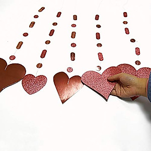 Glitter Red Heart Garland Decorations Hanging Garlands Streamer Banner Backdrop Valentines Mother's Day Wedding Anniversary Engagement Birthday Party Supplies