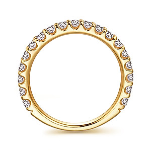 HAFEEZ CENTER 14K Gold Moissanite Wedding Band for Women 14K Solid Gold Rings for Women 2.5mm Eternity Moissanite Wedding Band (Yellow-Gold, 8)