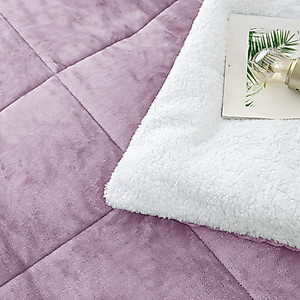 Lavender Purple Fuzzy Sherpa Comforter Set Full Queen Size, Soft Fall Winter All Season Girls Bedding Comforter Sets 3 Piece (1 Comforter and 2 Pillow Shams)