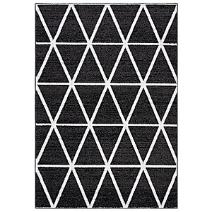 SAFAVIEH Adirondack Collection Area Rug - 5'1" x 7'6", Black & Ivory, Modern Geometric Design, Non-Shedding & Easy Care, Ideal for High Traffic Areas in Living Room, Bedroom (ADR262G)
