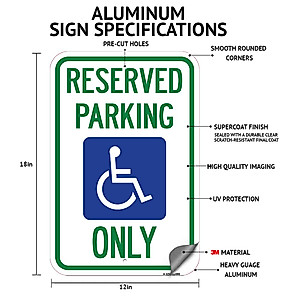 (2 Pack) Reserved Parking State Disabled Parking Permit Required (Handicapped Symbol) | 12" X 18" Heavy-Gauge Aluminum Sign | Rust Free Aluminum, Weather Resistant, Waterproof, Fade Resistant