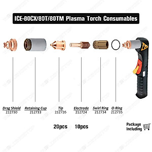 ICE-100T / TM Torch Plasma Tip 212726 Electrode 212724 for Miller Spectrum 1251 Cutter 30pcs