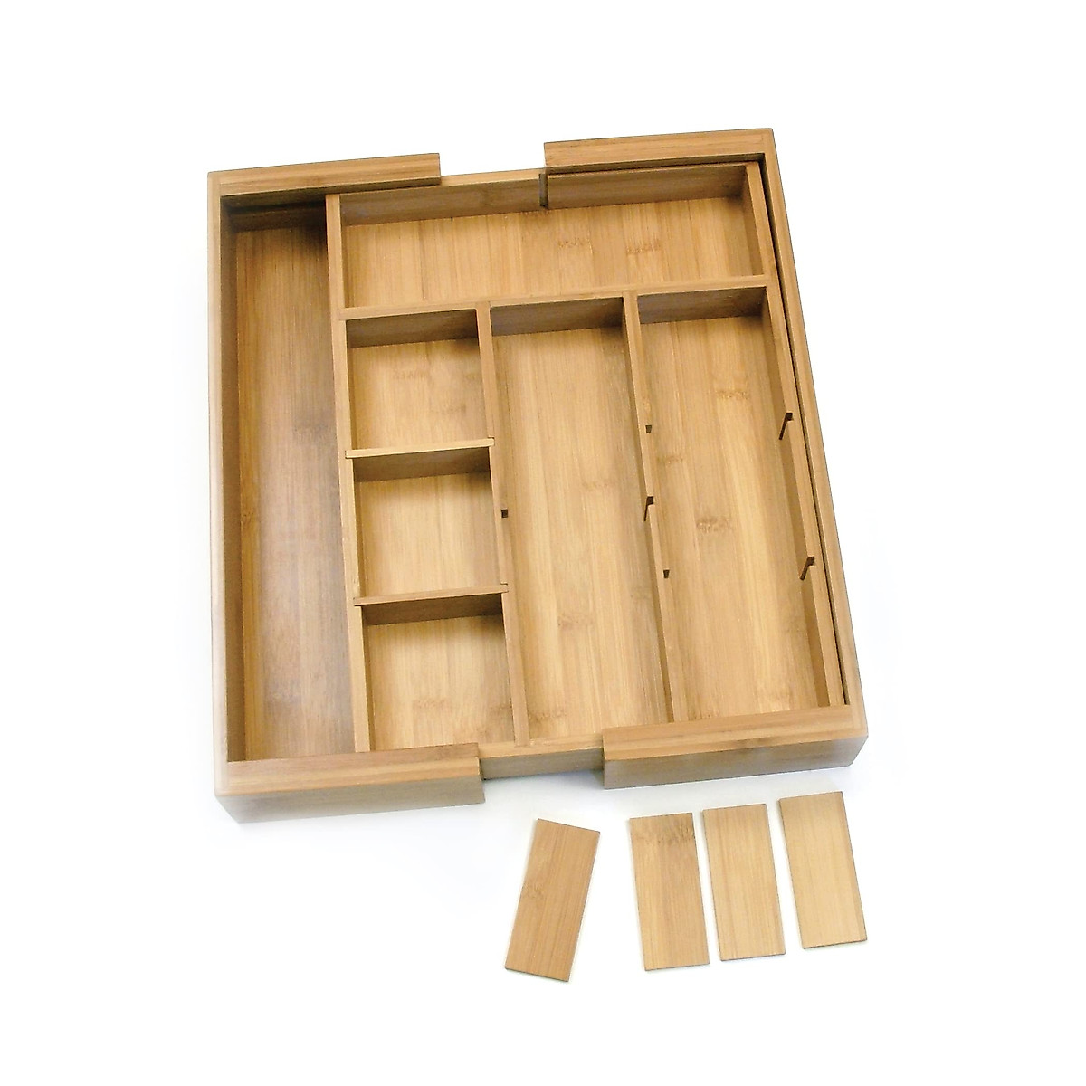 Lipper International 8882 Bamboo Wood Expandable to 18-3/4" Flatware Drawer Organizer with Removable Dividers