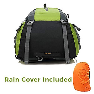 Amanda 50L Water-Resistant Travel Backpack/Casual/Hiking/Camping Daypack with Rain Cover, Headphone Hole (Green)