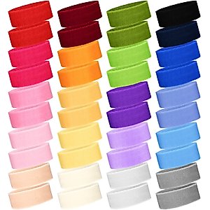 WILLBOND 42 Pcs Sports Sweatbands Sweat Headband for Kids Colorful Basketball Sweatband Cotton Terry Cloth Headband for Youth Athletic Soccer Brace Yoga Outdoor Activities (Multicolor)