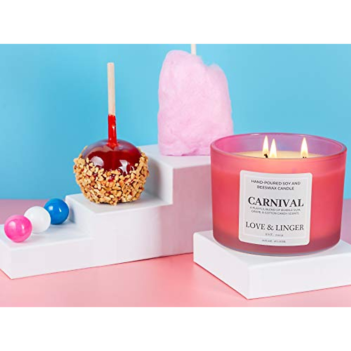 Grape Candle | Bubble Gum Candle | Cotton Candy Candle | Fun Candles | Luxury Soy & Beeswax Candles for Home | 16 oz. Large Jar 3 Wick Candle | Cool Candles